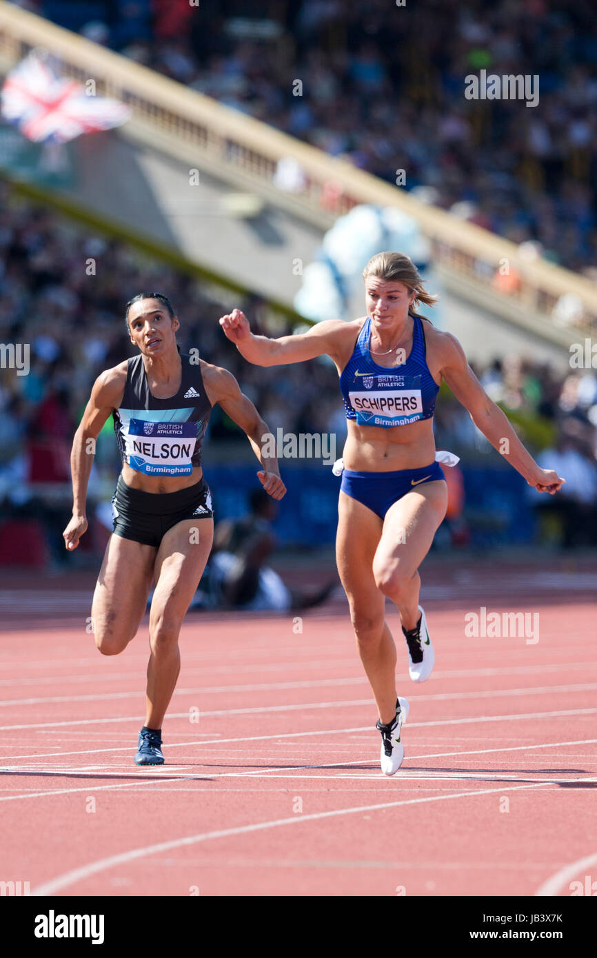 Dafne SCHIPPERS & Ashleigh NELSON competing in the women's 100m Final ...