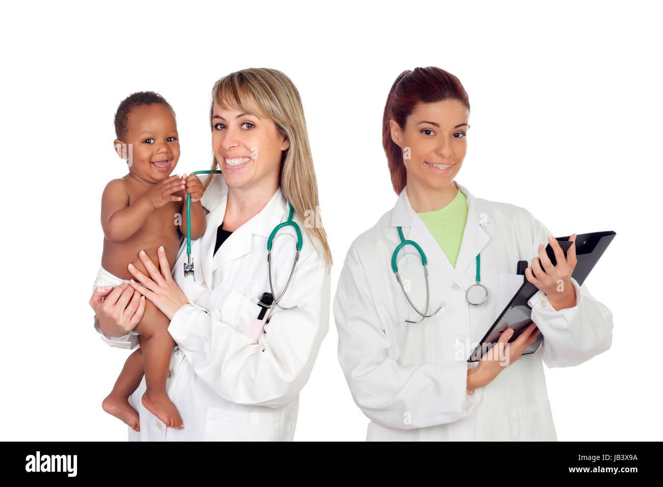 Pediatric medical team with one of his patients isolated on a white background Stock Photo - Alamy