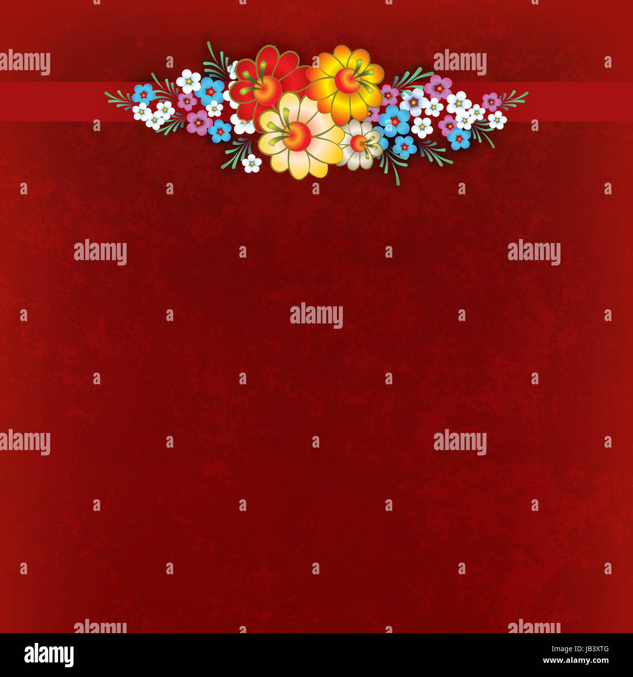 abstract grunge background with spring flowers on red Stock Photo - Alamy