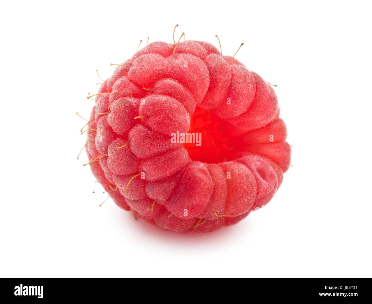 Ripe red raspberry isolated on white background Stock Photo - Alamy