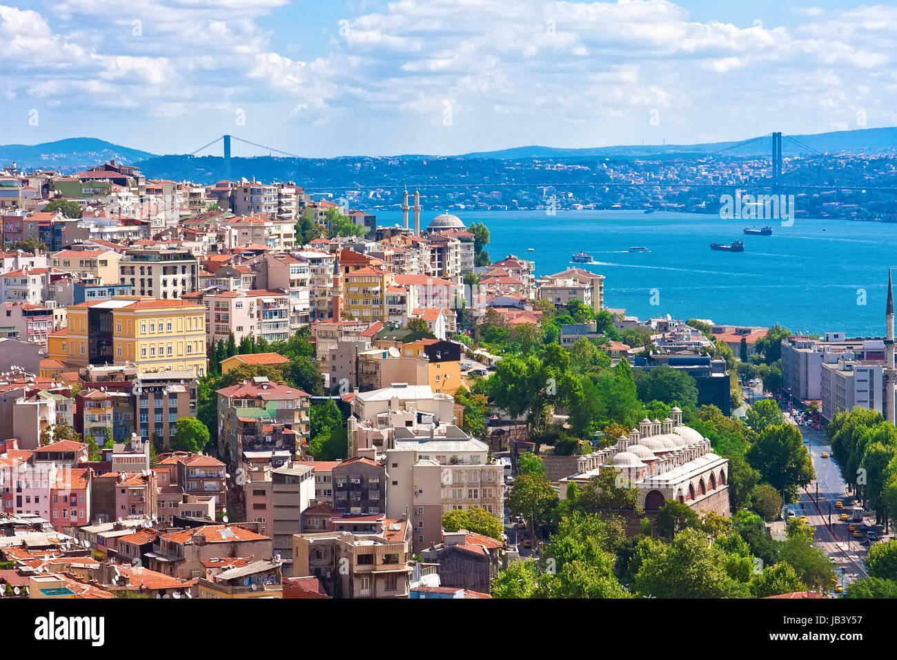 Panoramic view of Golden Horn from Galata tower, Istanbul, Turkey Stock ...