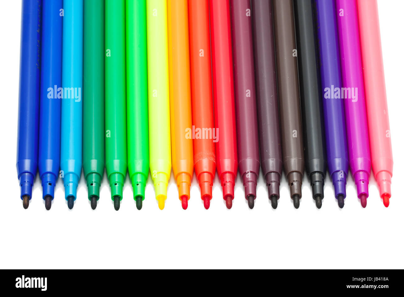 Group of felt tip bright color markers on white background Stock Photo ...