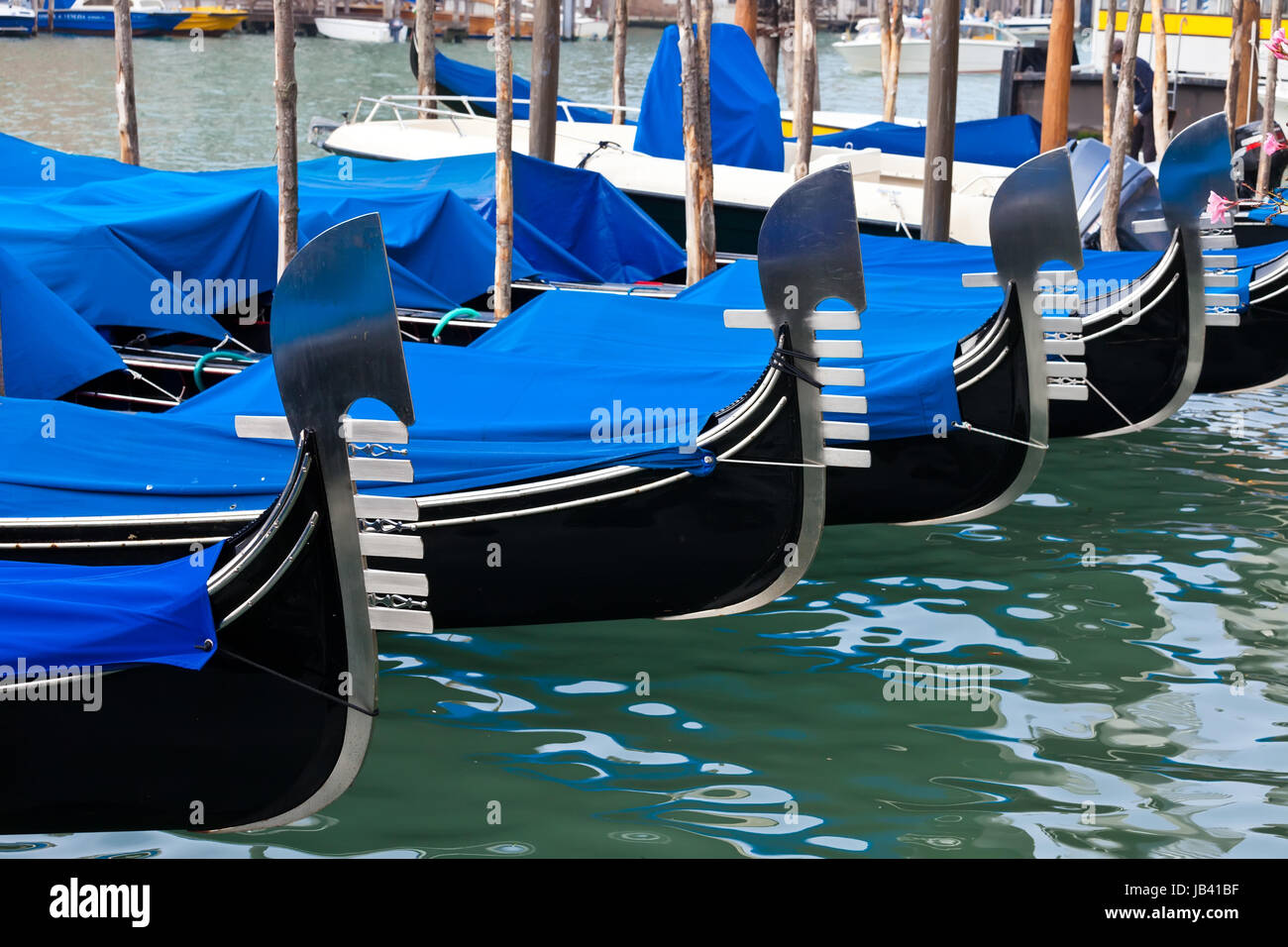 Beautiful view of Famous Venetian gondolas in Venice, Italy Stock Photo ...