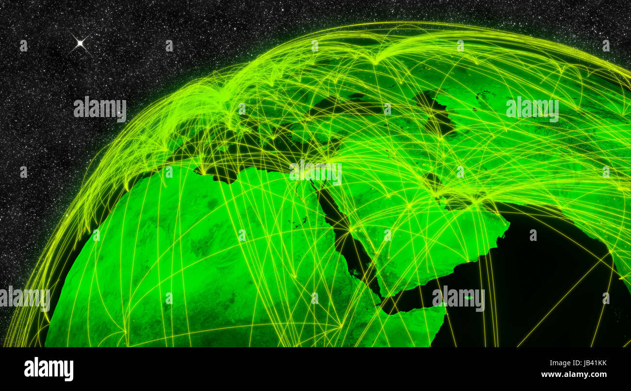 Network over Middle East. Information technology concept. Elements of ...