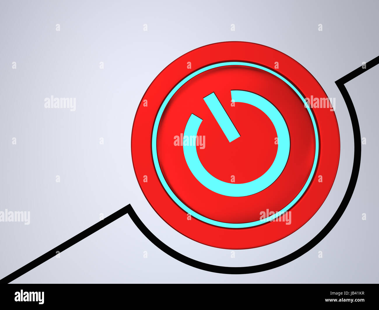 Red on-off button illustration with glowing blue light Stock Photo - Alamy