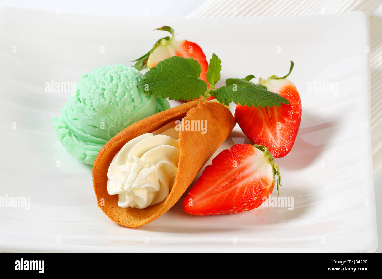 Czech cream-filled gingerbread cookie (Stramberk ear) with fresh ...