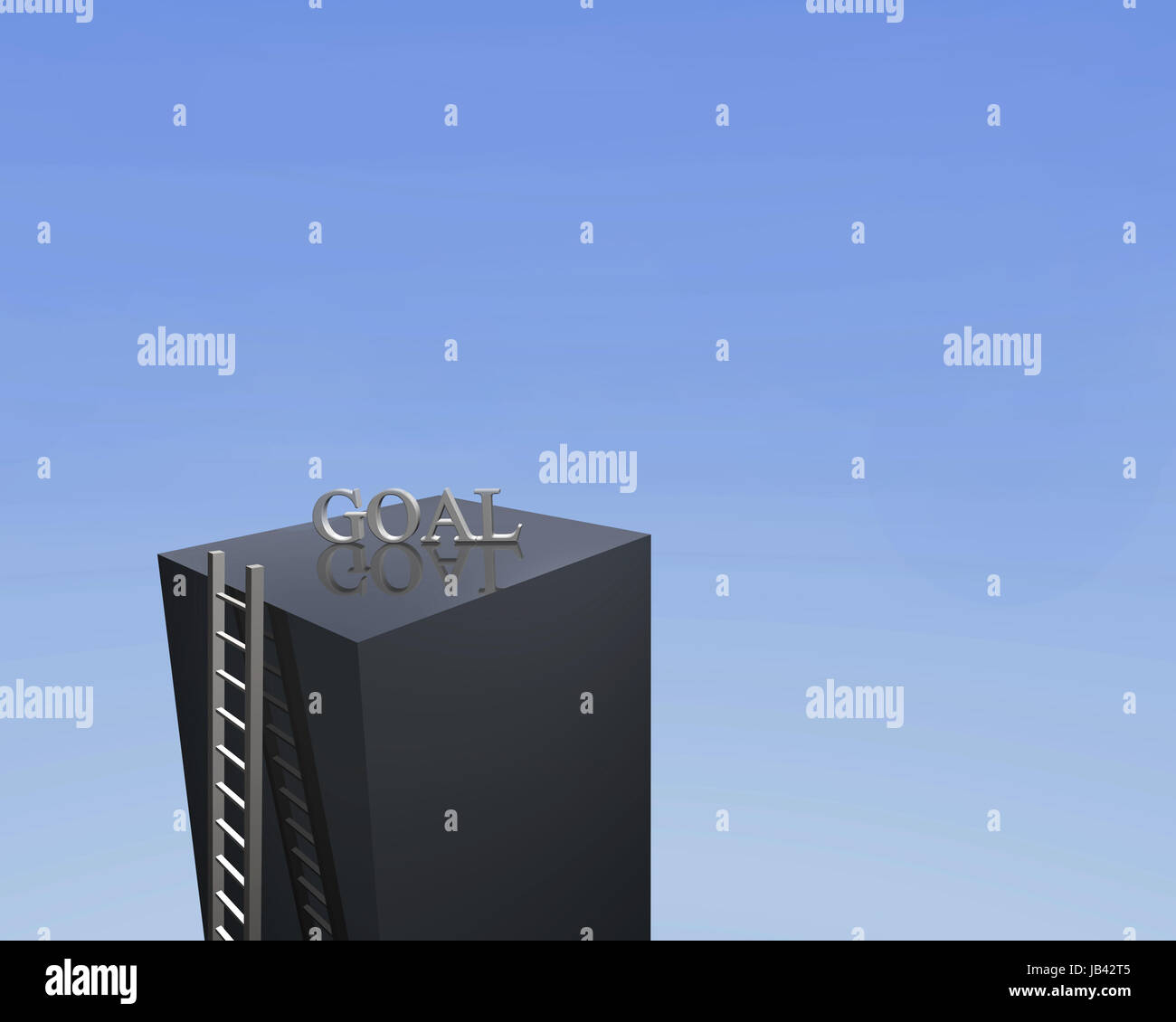 Image of a ladder reaching "Goal" against a blue sky background Stock ...