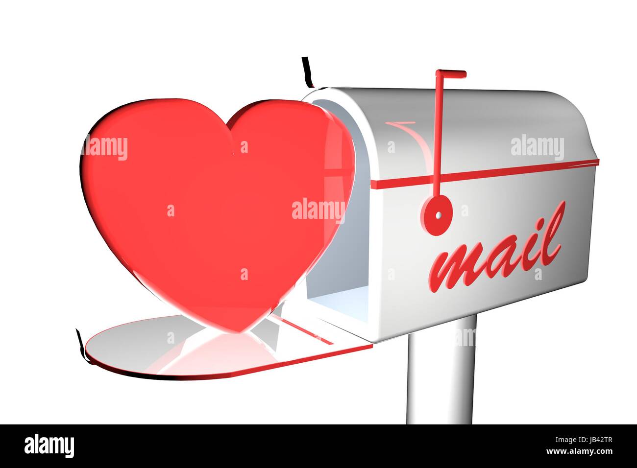 Heart coming out of a mail box, 3d render Stock Photo - Alamy