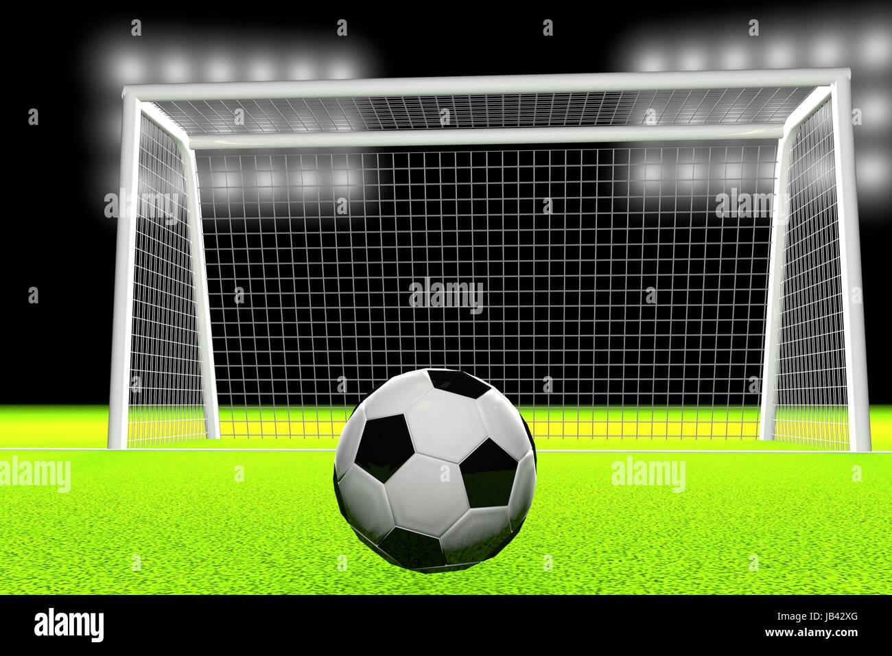 Football in front of a soccer goal, 3d render Stock Photo - Alamy