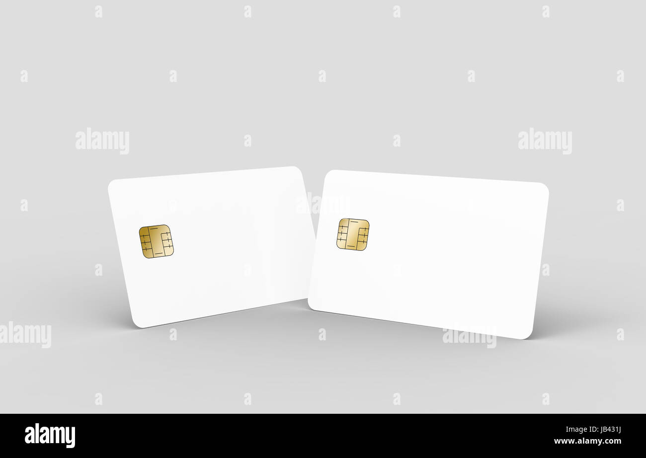 two blank chip cards, can be used as design elements, isolated light ...