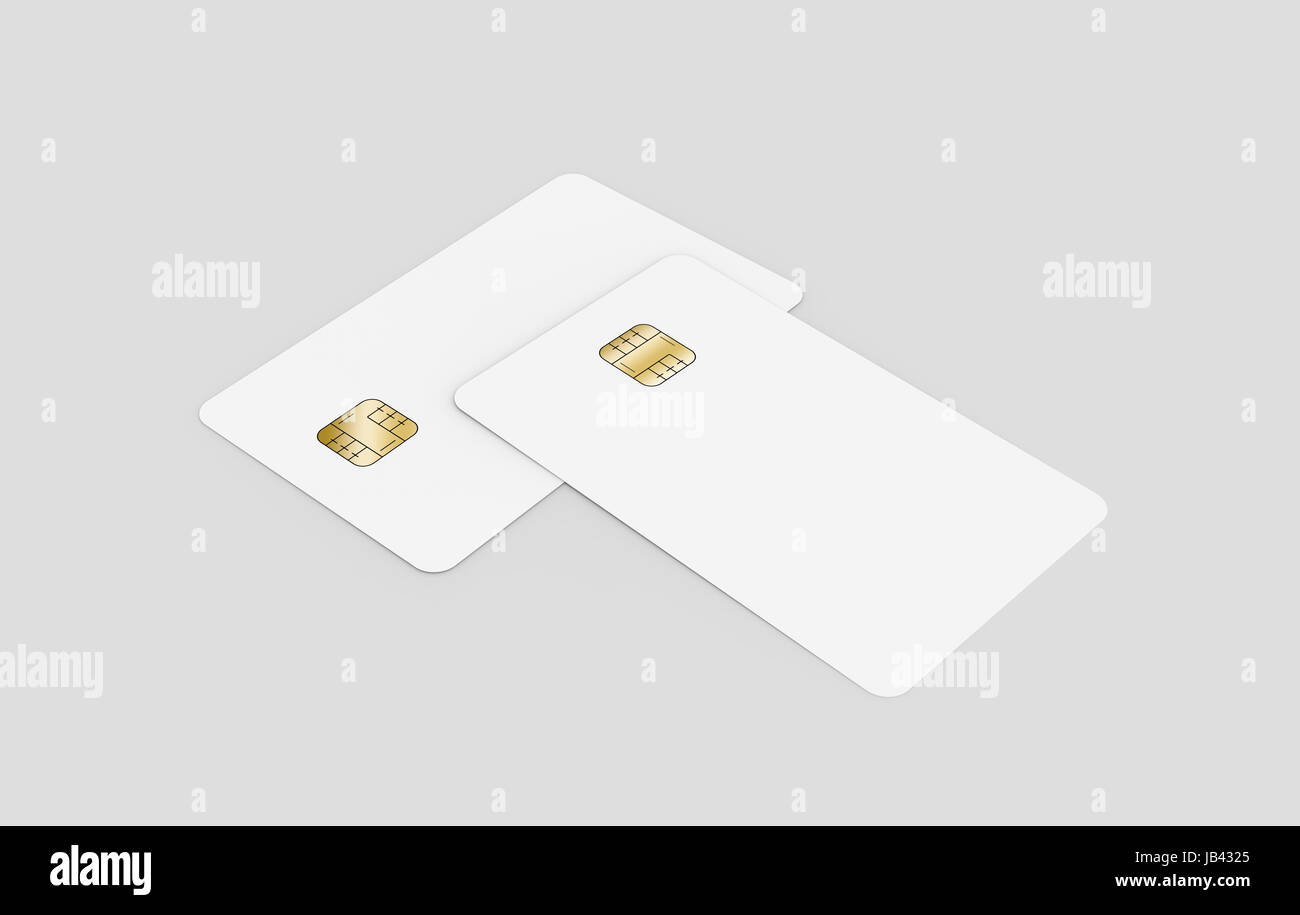 two blank chip cards, can be used as design elements, isolated light ...