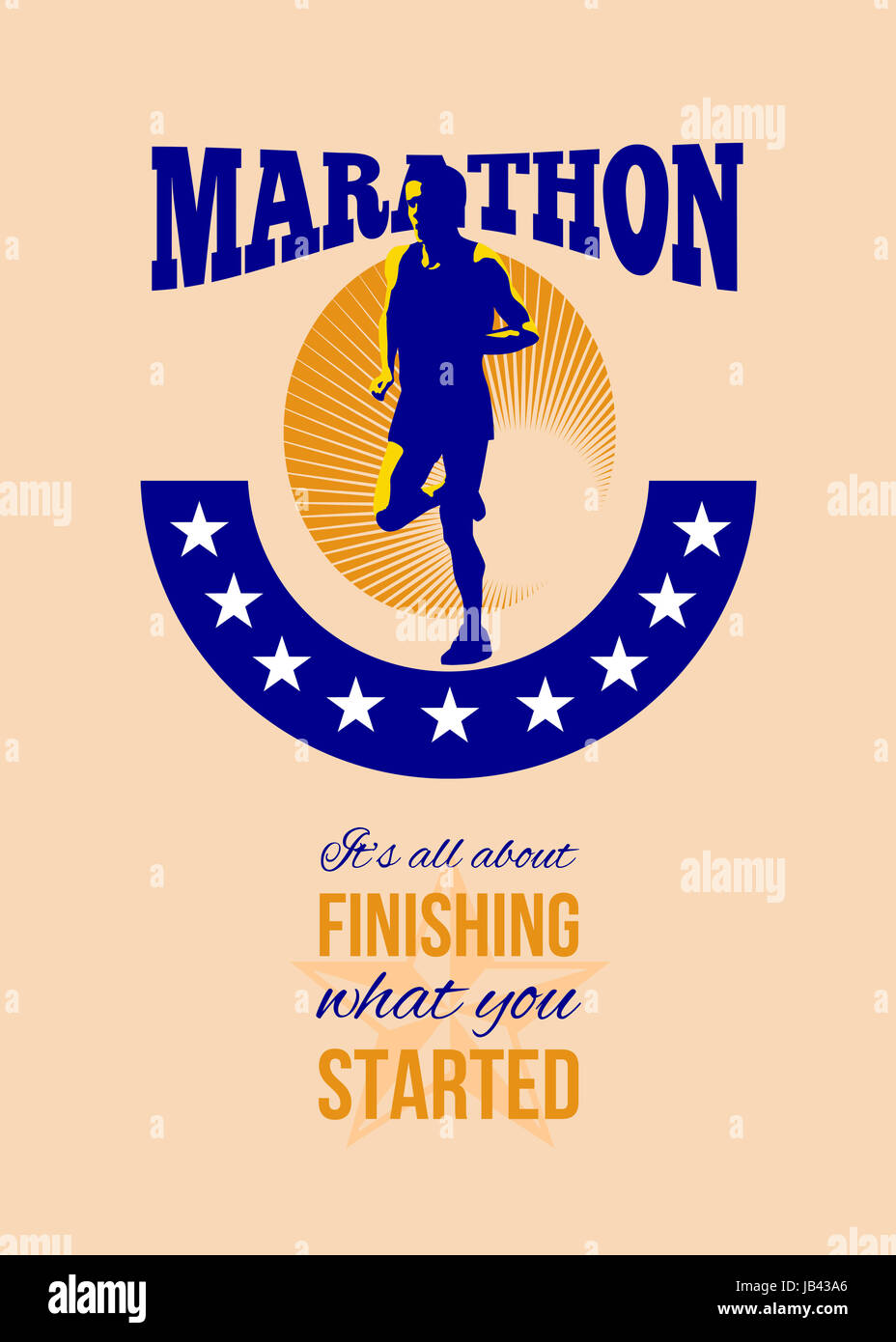 Poster greeting card illustration showing a marathon runner track and ...