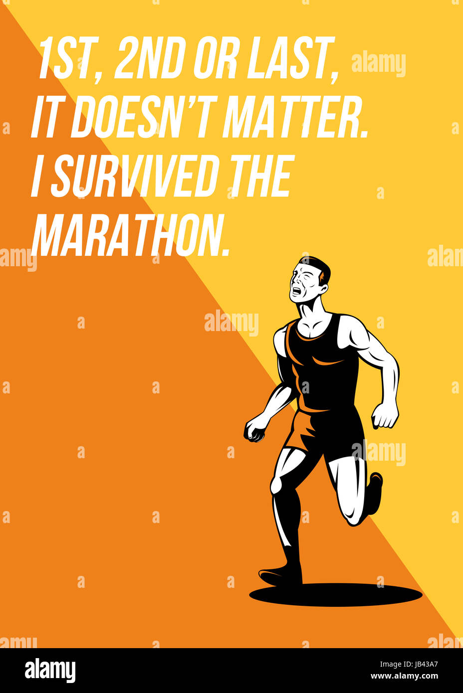 Poster greeting card illustration showing a marathon runner track and ...