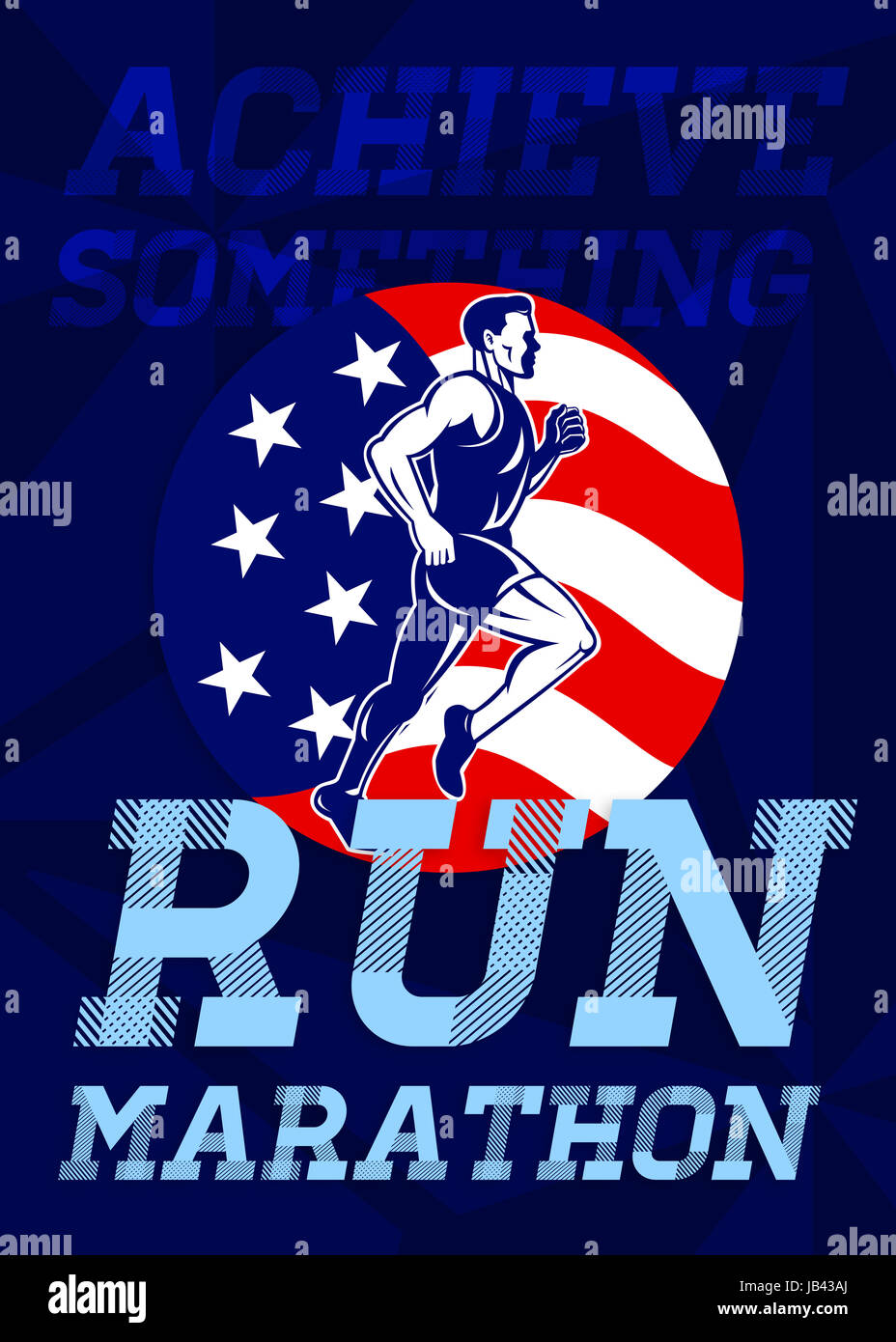 Poster greeting card illustration showing a male Marathon road runner ...