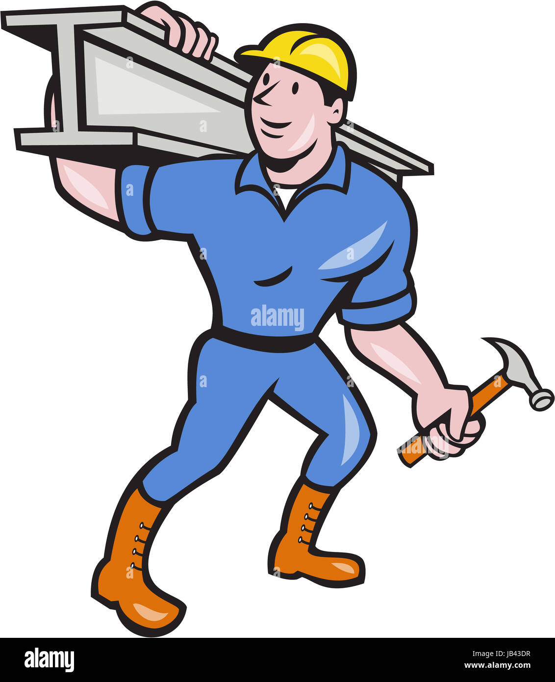 Illustration of construction steel worker carpenter carrying i-beam ...