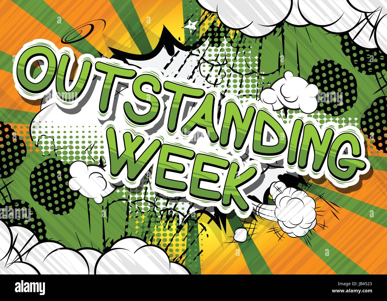 Outstanding Week - Comic book style phrase on abstract background Stock ...