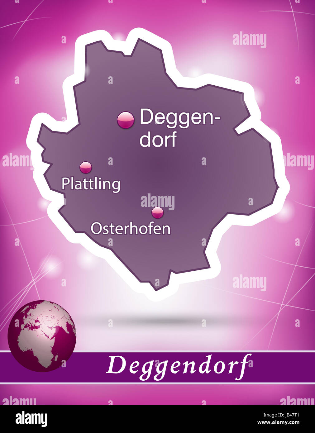 Deggendorf in Bayern als Inselkarte mit abstraktem Hintergrund in ...