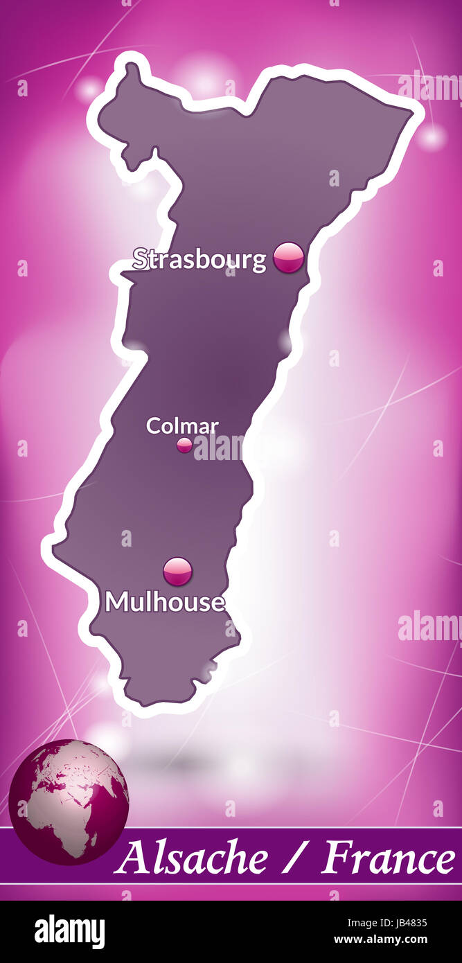 Elsass in Frankreich als Inselkarte mit abstraktem Hintergrund in ...