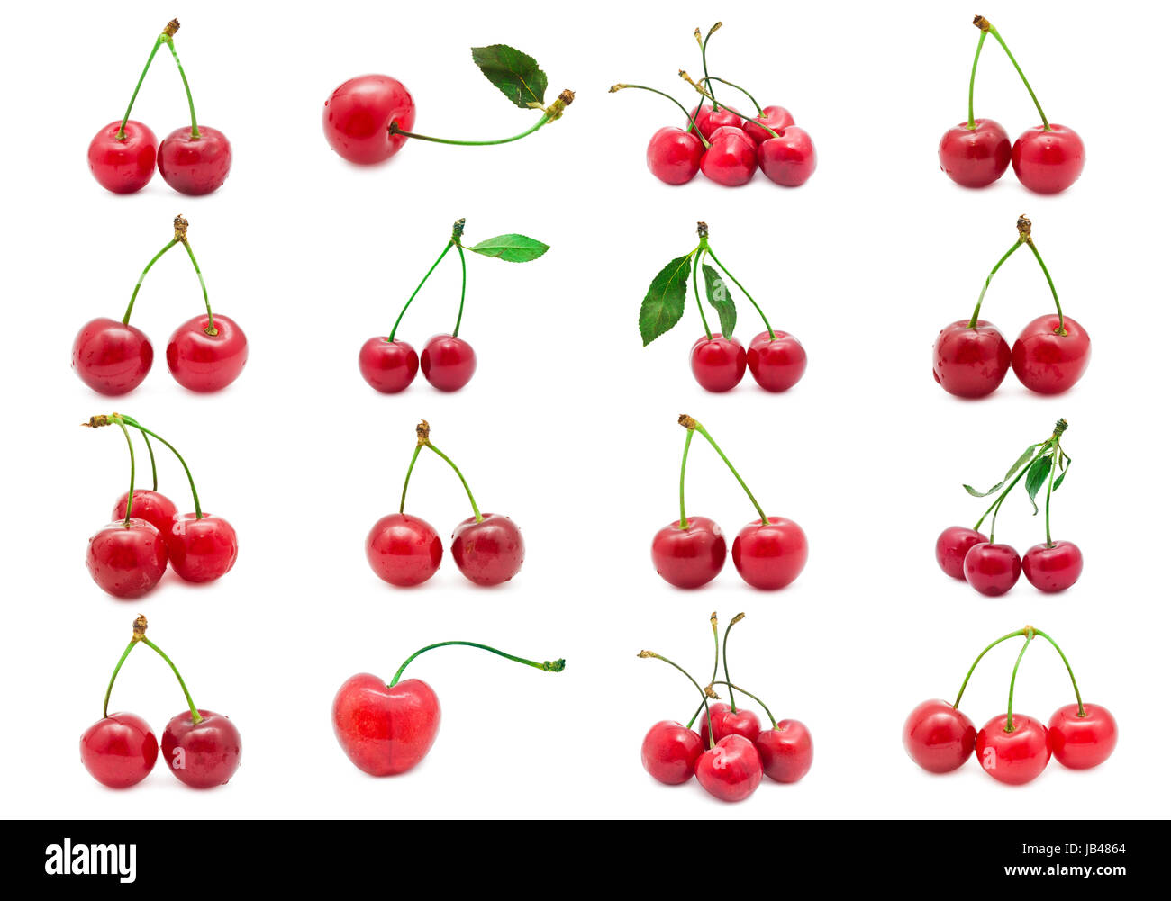 Collection of beautiful red cherry isolated on white background Stock ...