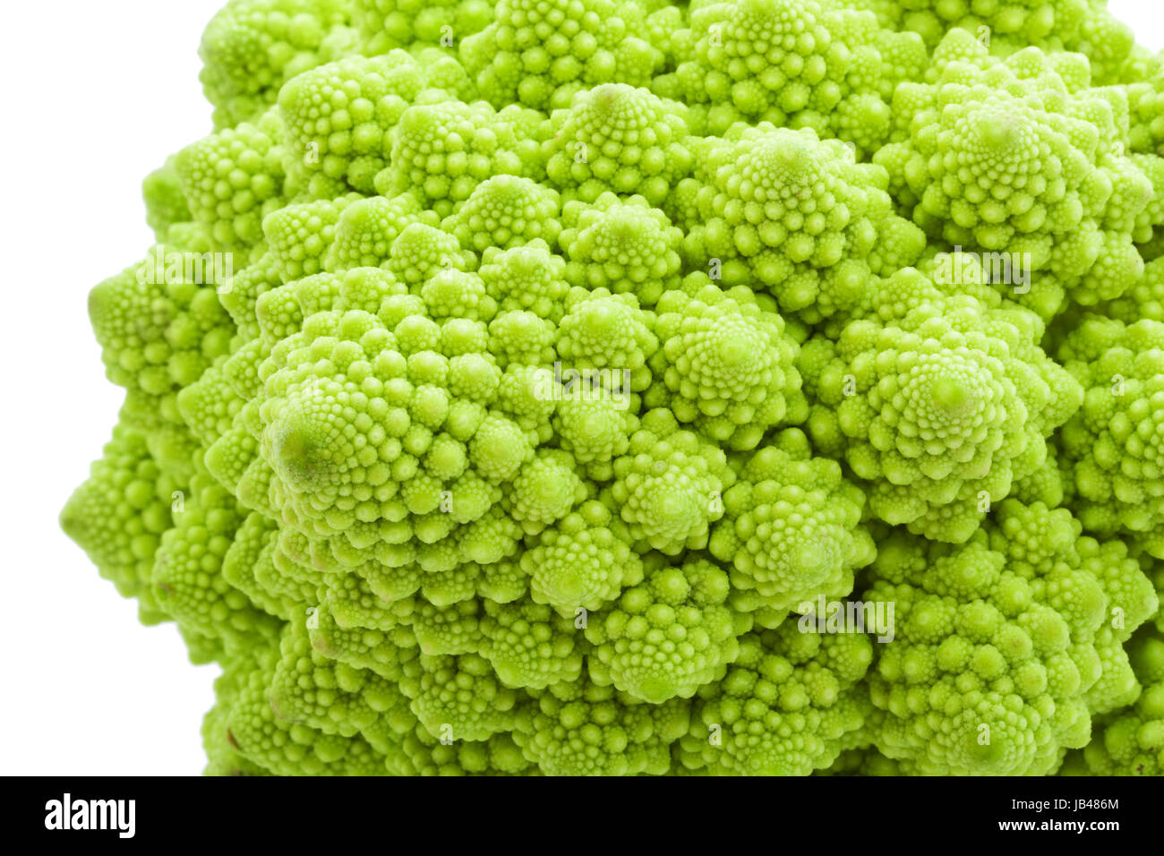 Green Romanesco broccoli isolated on white background Stock Photo - Alamy