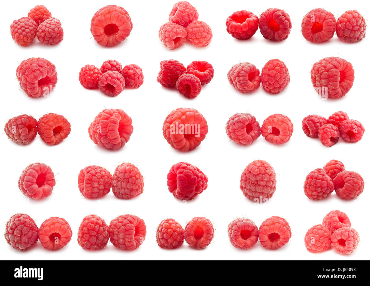 Collection of ripe red raspberries isolated on white background Stock ...