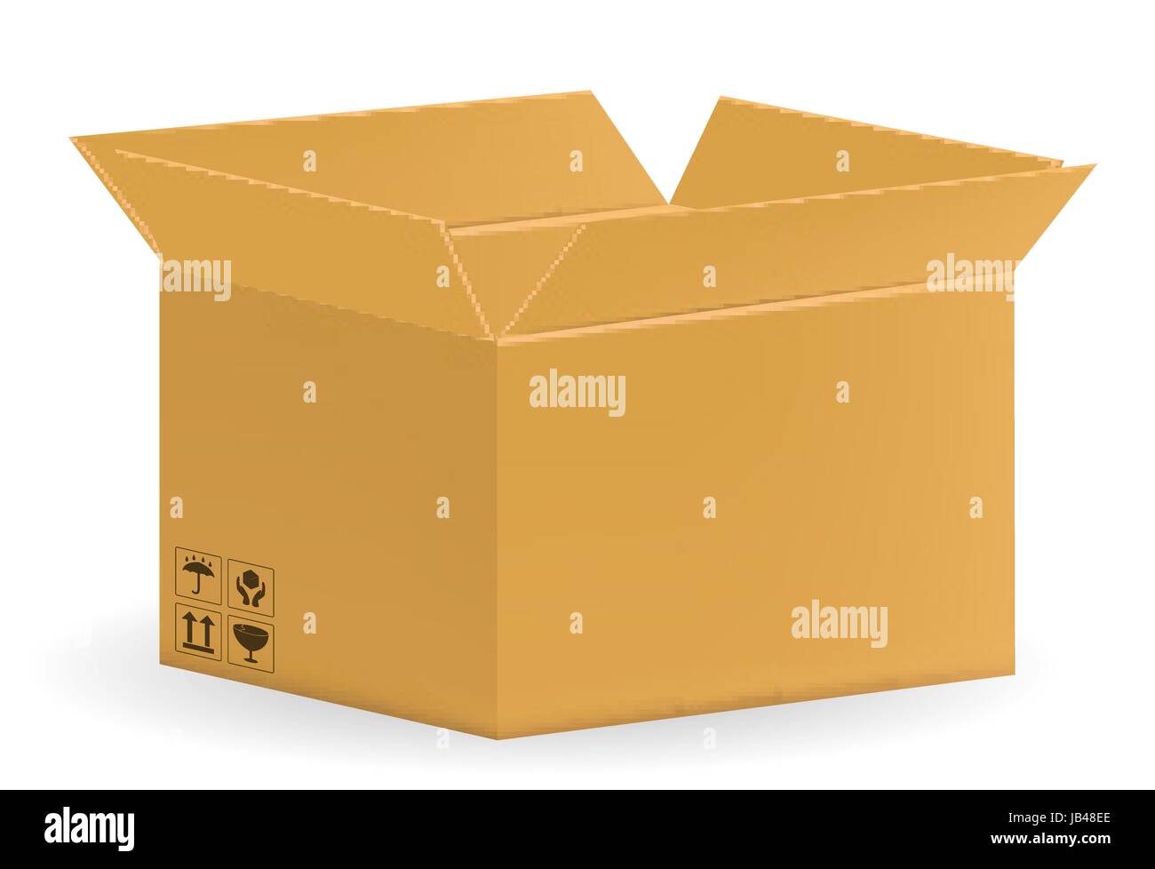 real opened corrugated carton box on a white background Stock Vector ...