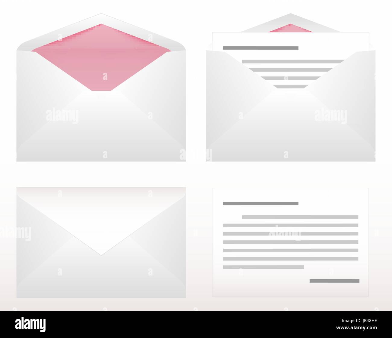 white and pink paper envelope with letter sheet Stock Vector Image ...