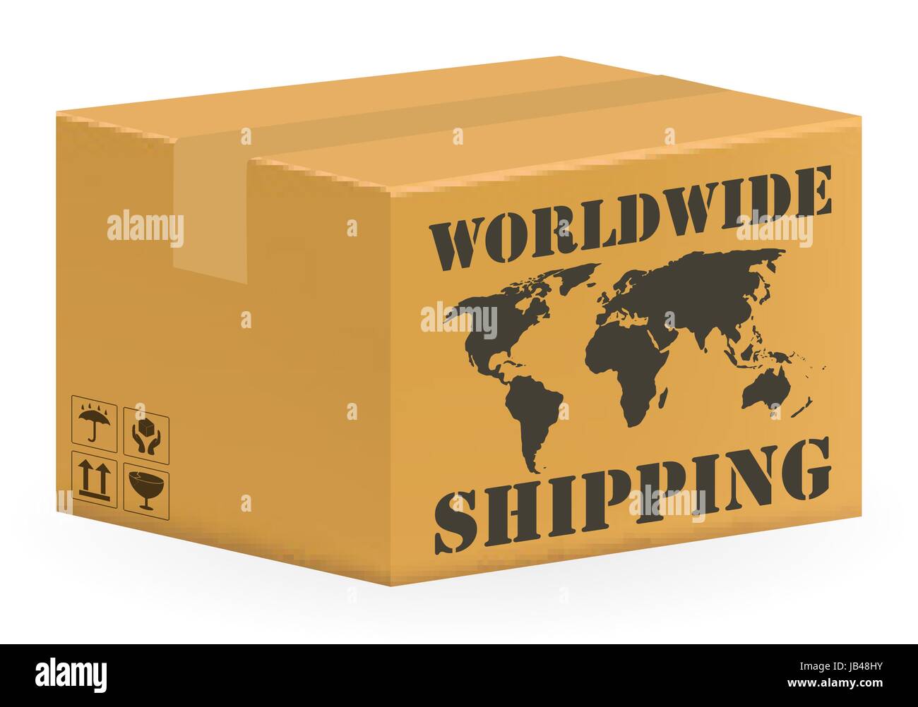 real corrugated carton box with worldwide shipping Stock Vector Image ...