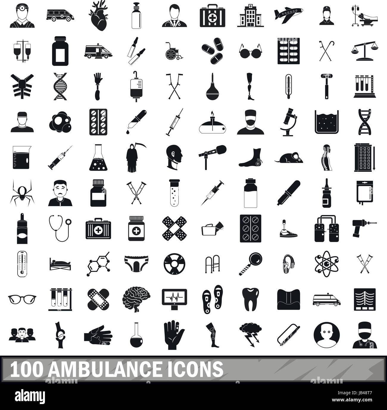 100 ambulance icons set, simple style Stock Vector Image & Art - Alamy
