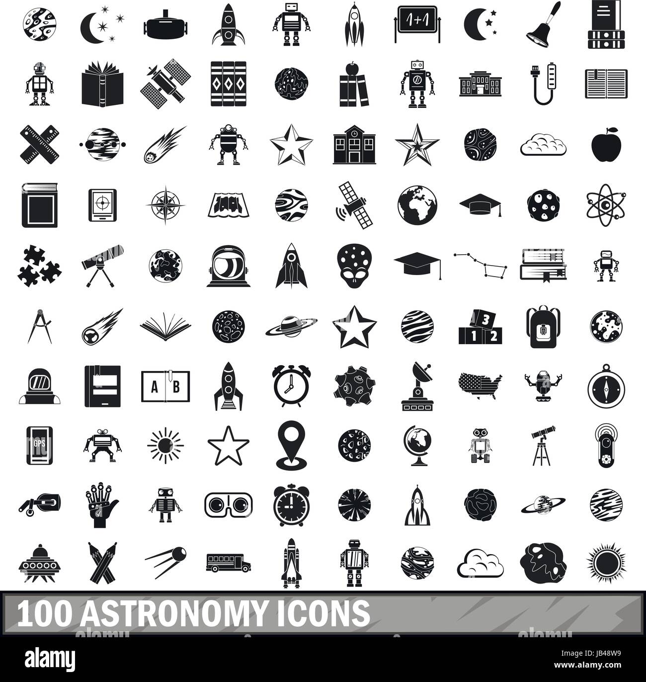 100 astronomy icons set, simple style Stock Vector Image & Art - Alamy