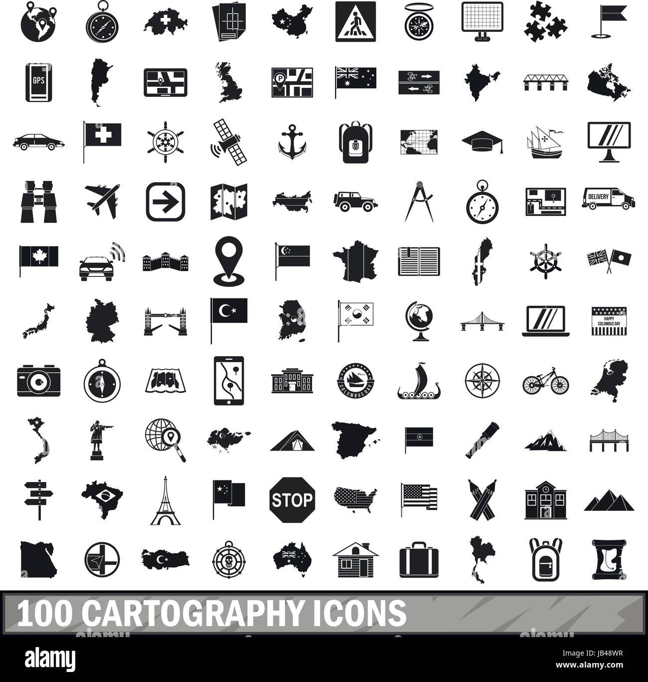 100 cartography icons set, simple style Stock Vector Image & Art - Alamy