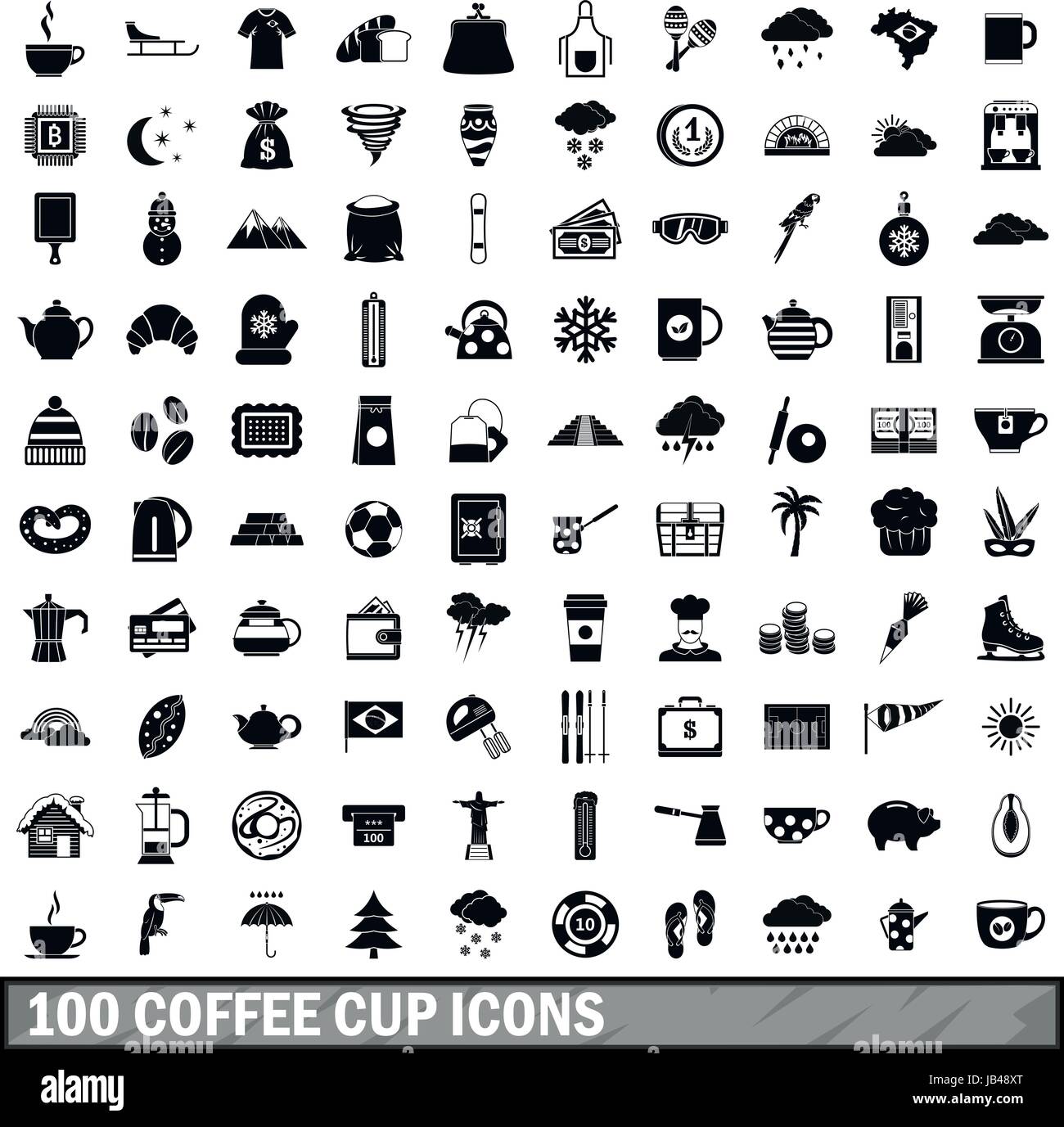100 coffee cup icons set, simple style Stock Vector Image & Art - Alamy