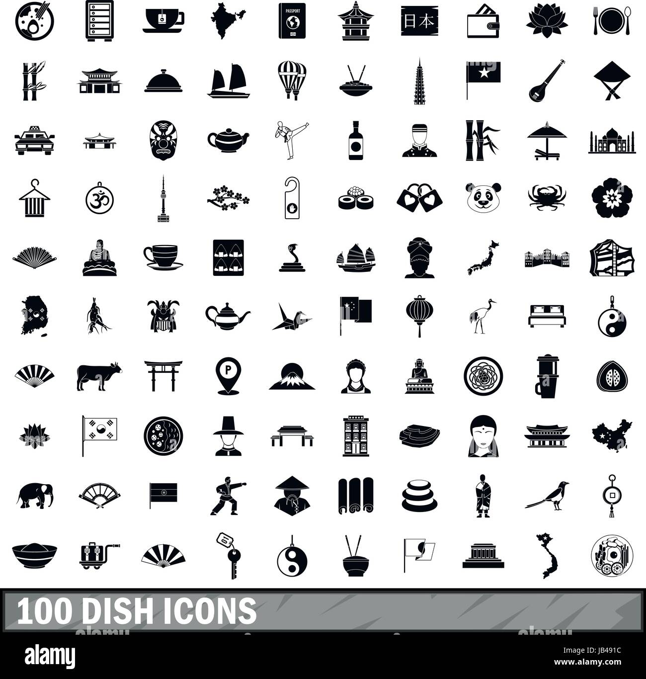 100 dish icons set, simple style Stock Vector Image & Art - Alamy