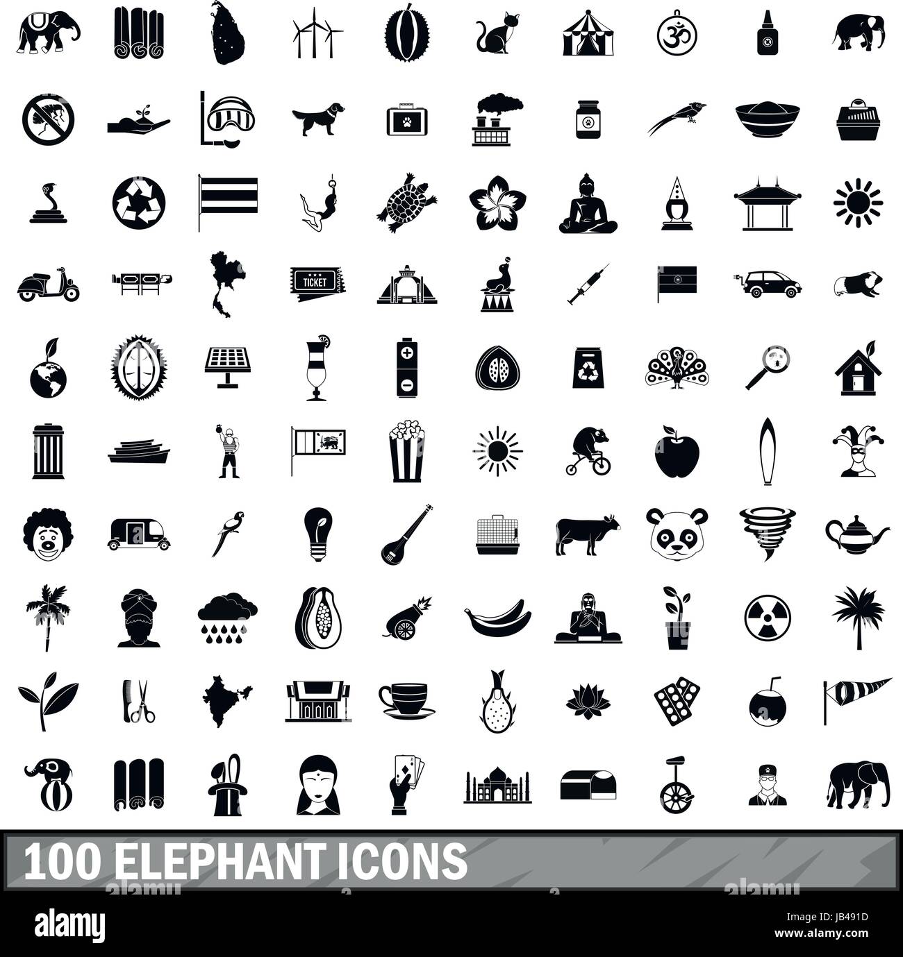100 elephant icons set, simple style Stock Vector Image & Art - Alamy