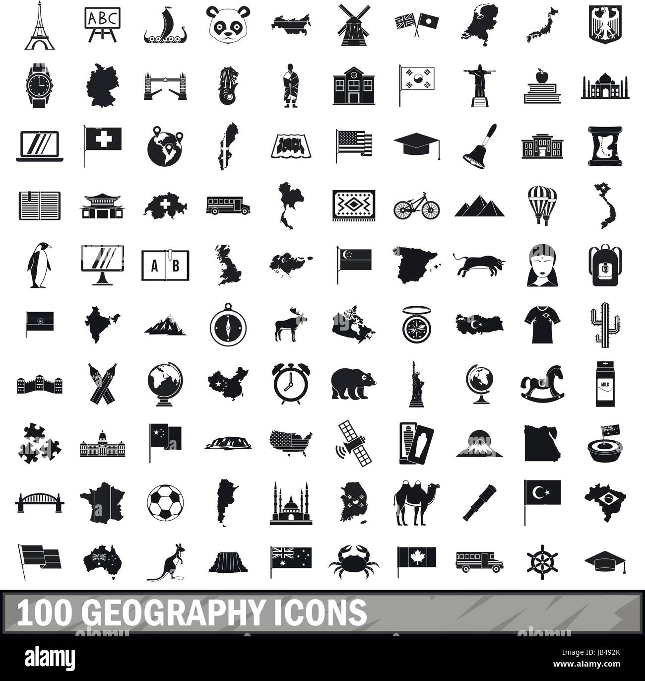 100 geography icons set, simple style Stock Vector Image & Art - Alamy