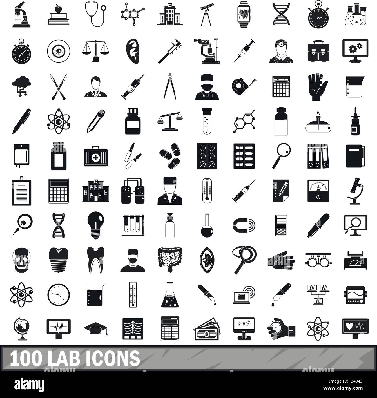 100 lab icons set, simple style Stock Vector Image & Art - Alamy