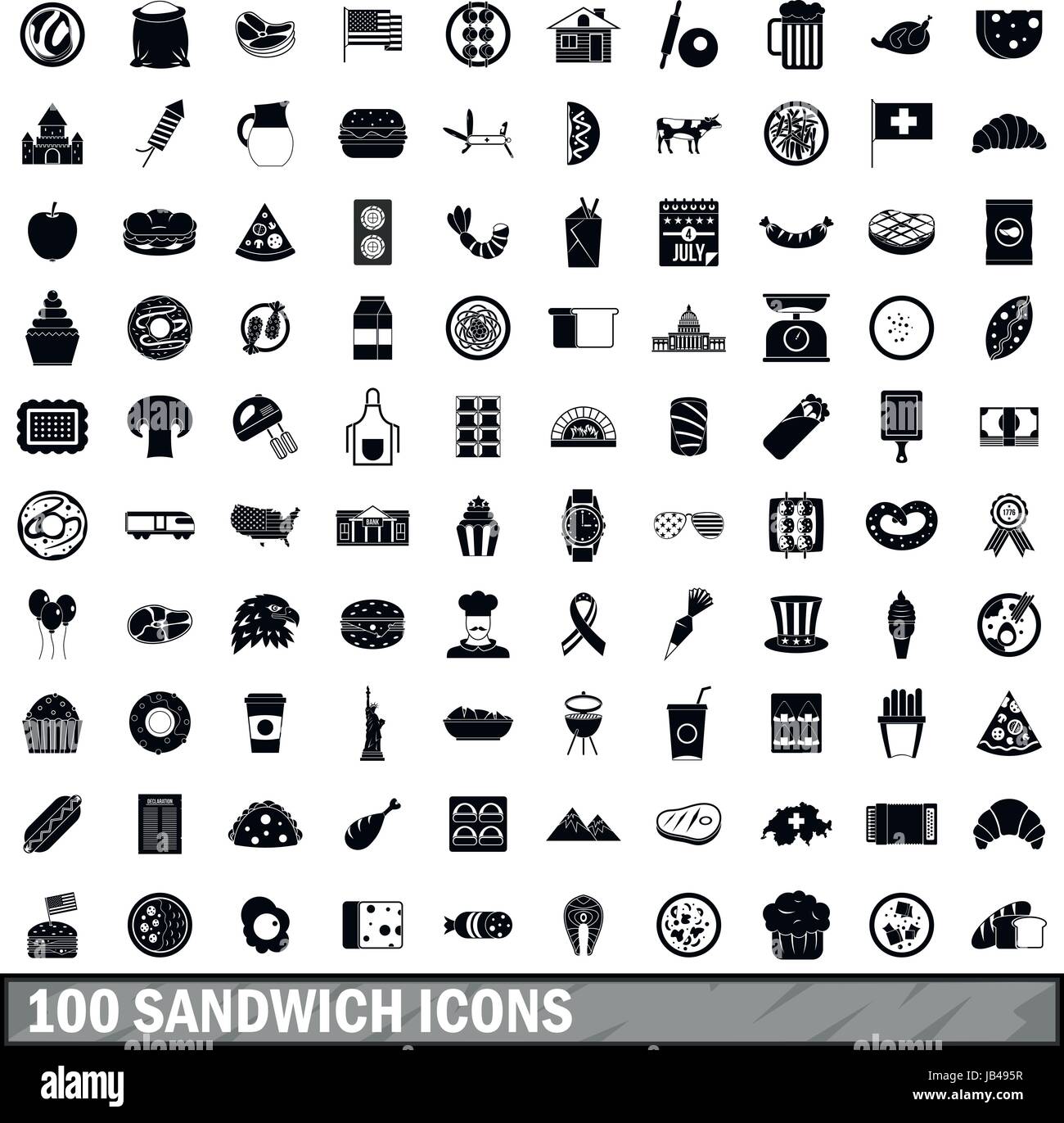 100 sandwich icons set, simple style Stock Vector Image & Art - Alamy