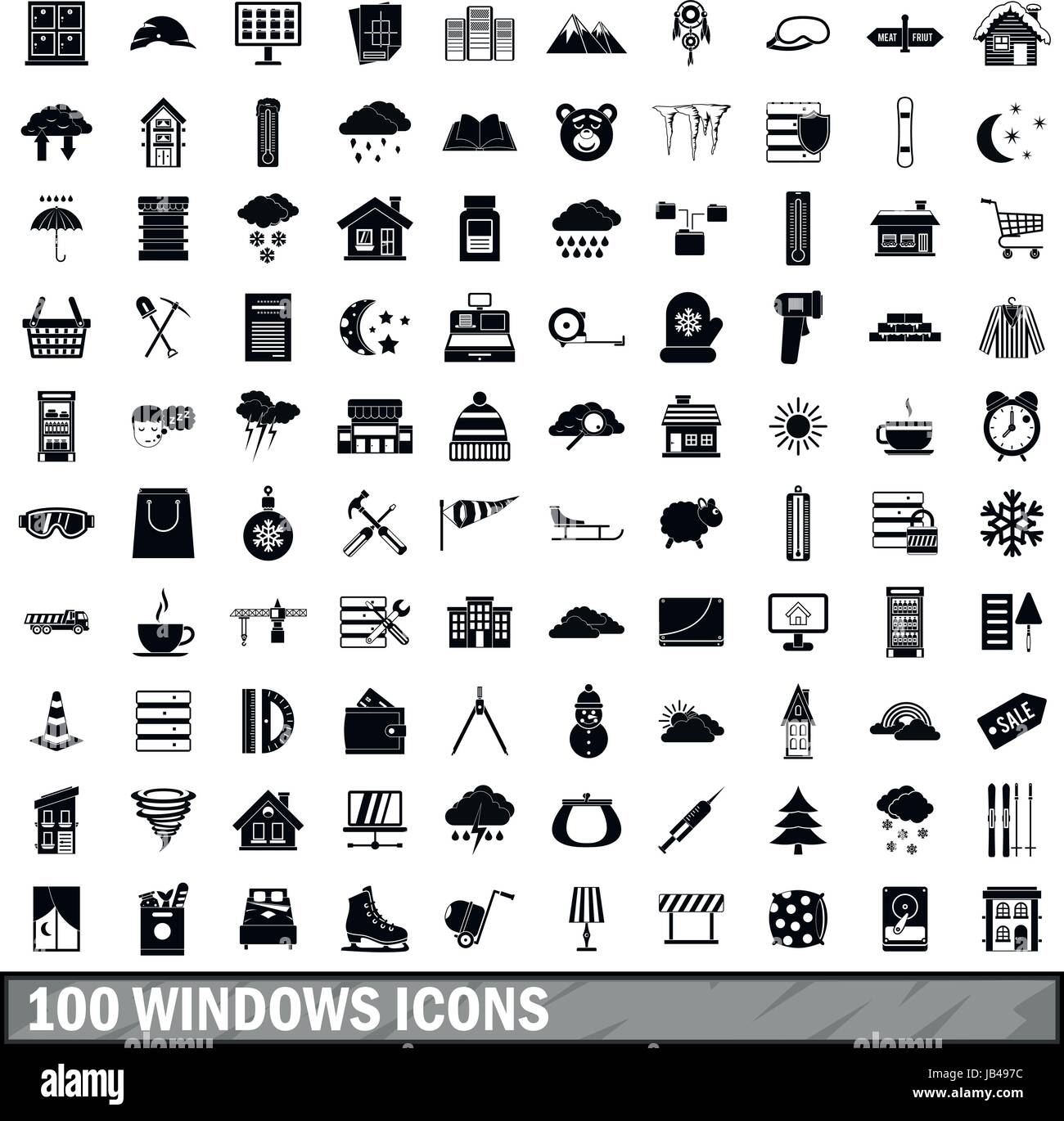 100 windows icons set, simple style Stock Vector Image & Art - Alamy