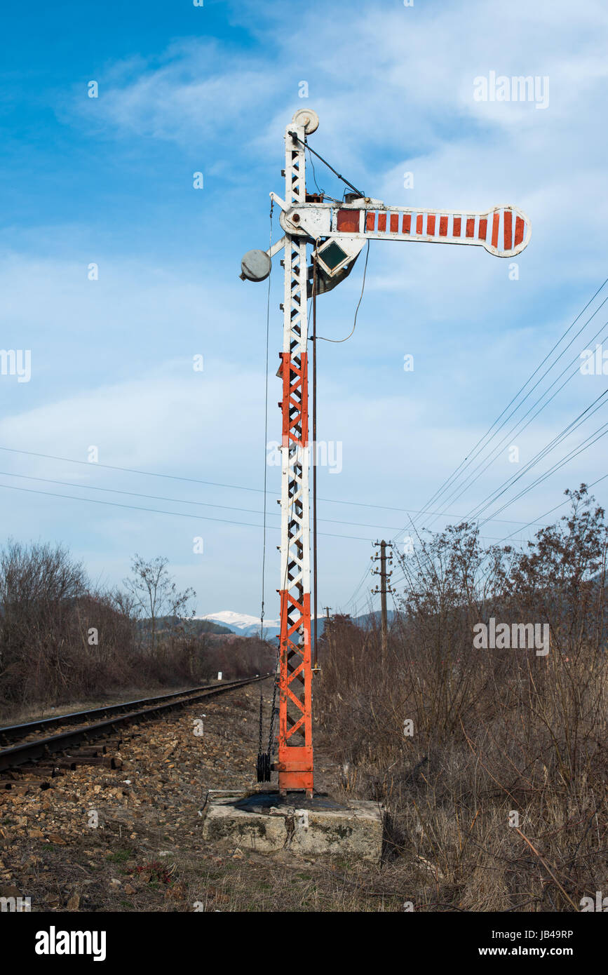 Train Semaphore mechanical. Vintage semaphore Stock Photo - Alamy