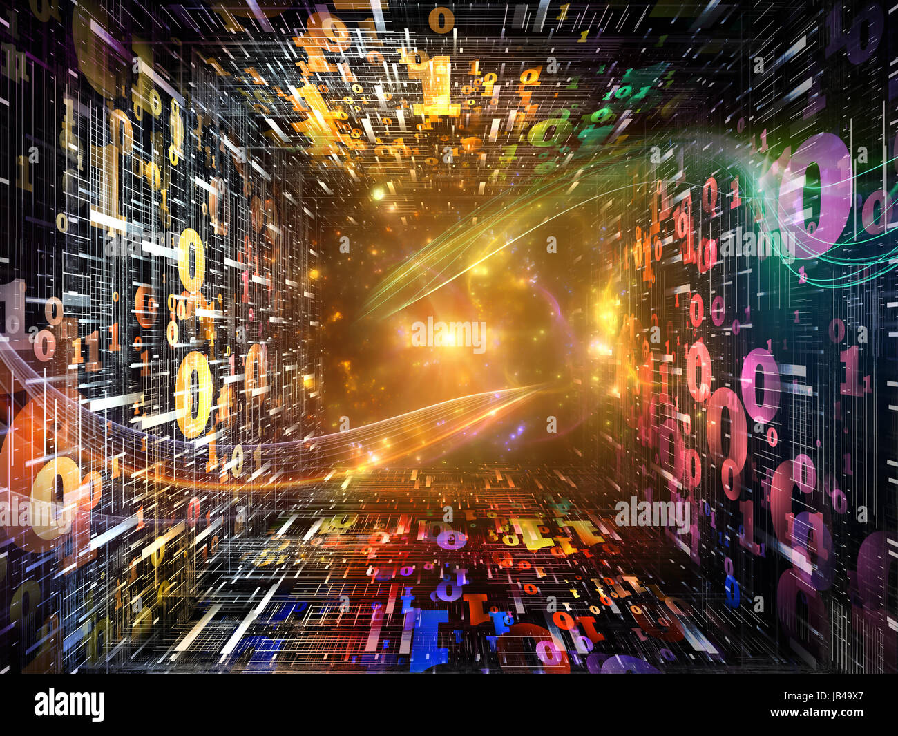 Number Tunnel series. Artistic background made of colorful numbers and ...