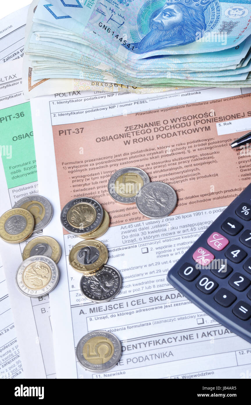 Polish tax forms, PIT-36 and PIT-37 Stock Photo - Alamy