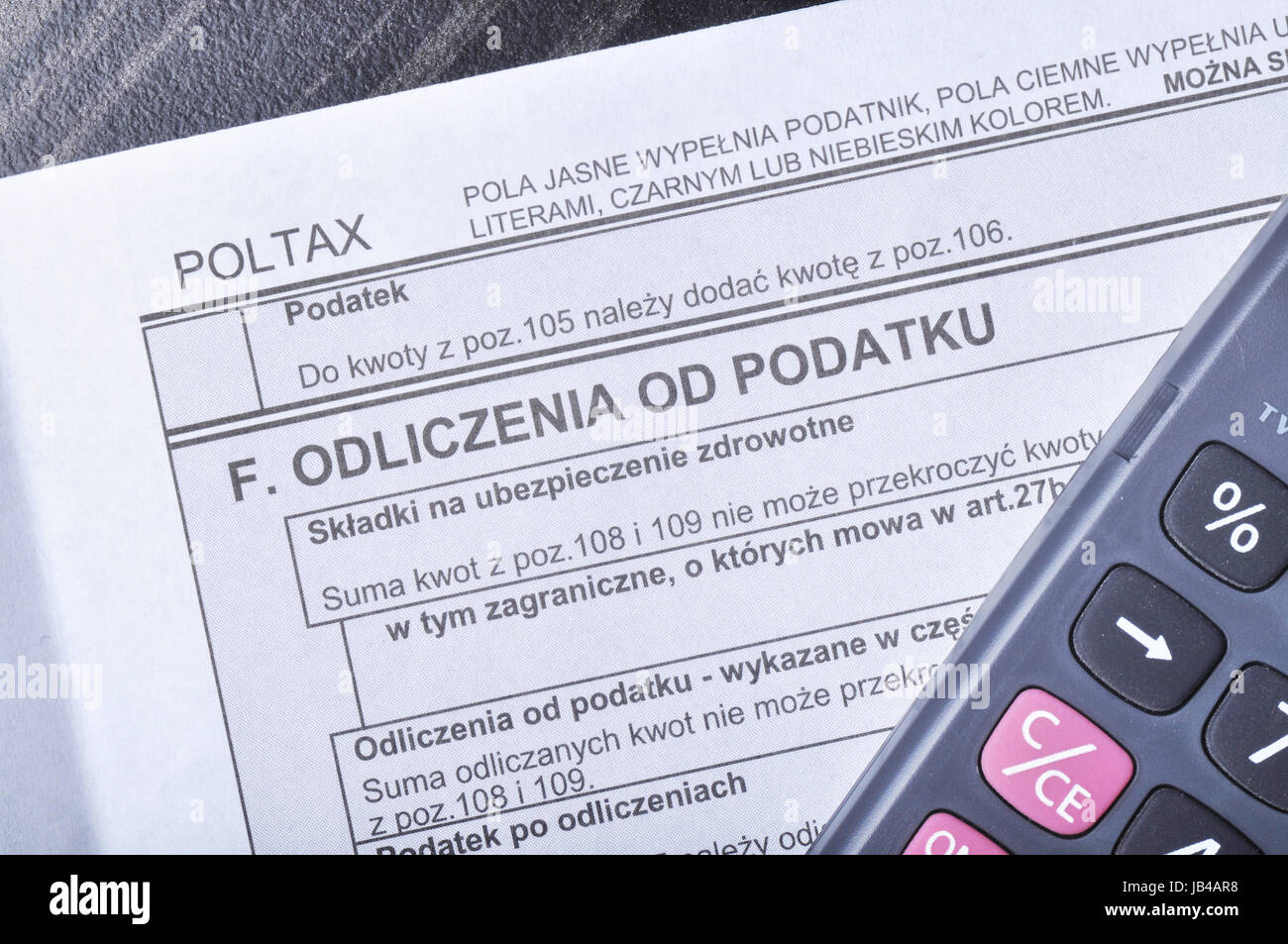 Polish tax form (PIT-36) and calculator Stock Photo - Alamy