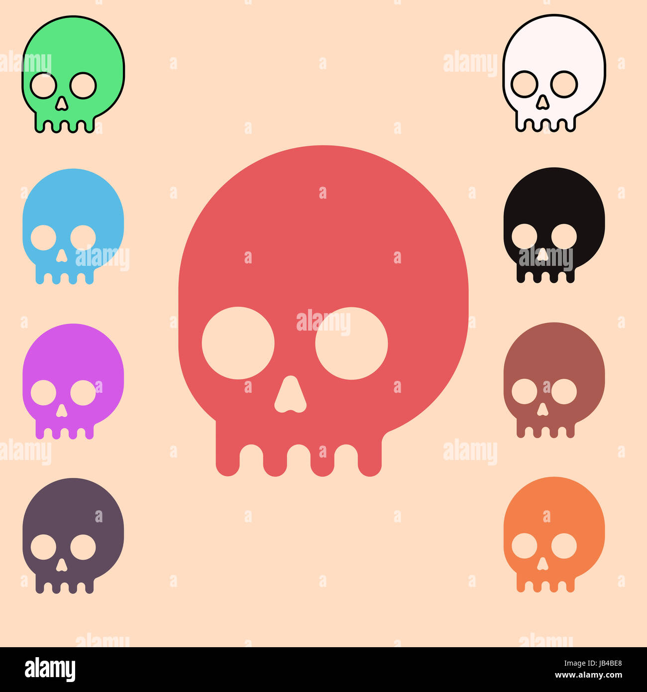 an illustration of skulls on plain background Stock Photo - Alamy