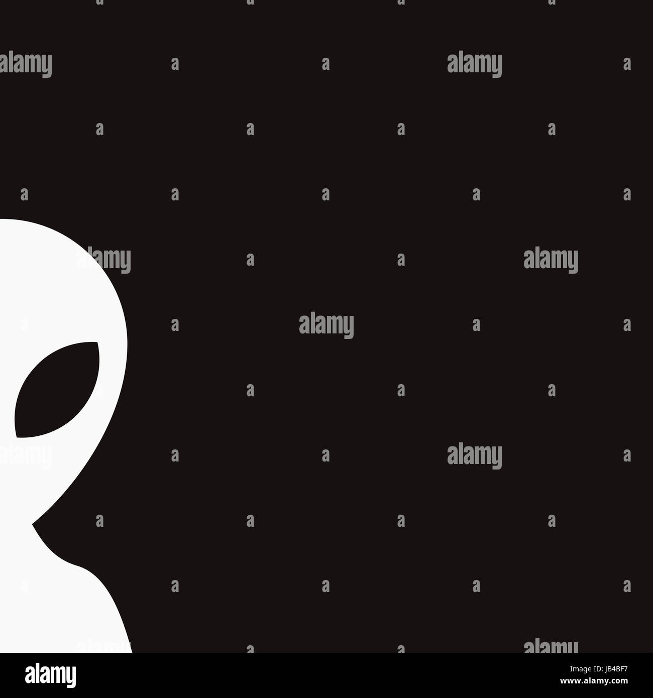 an illustration of a hand drawn alien on black background Stock Photo ...