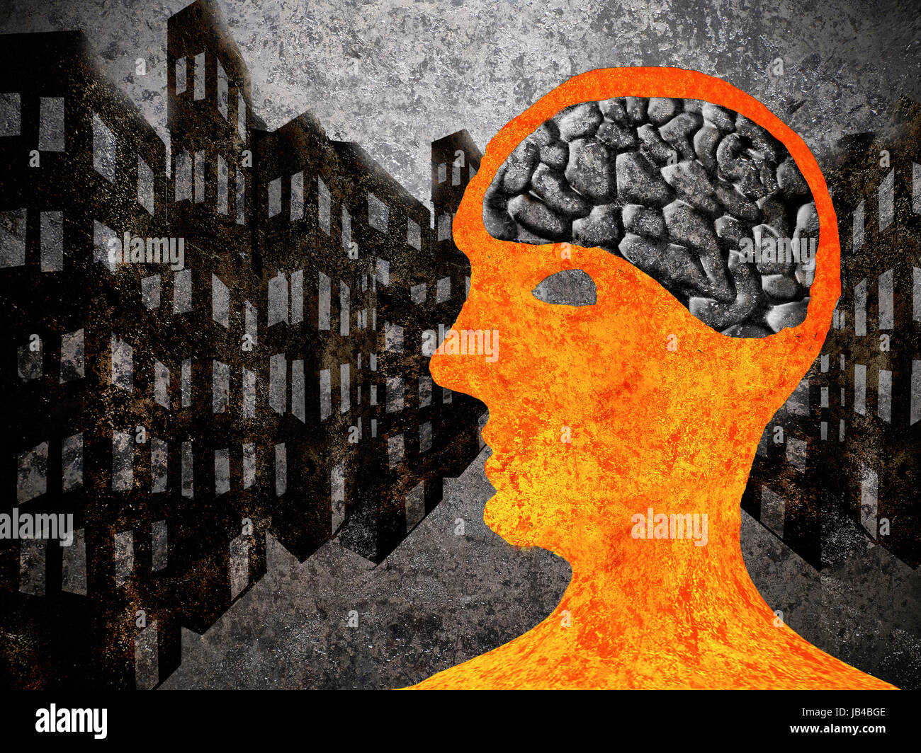 city man with asphalt brain Stock Photo - Alamy