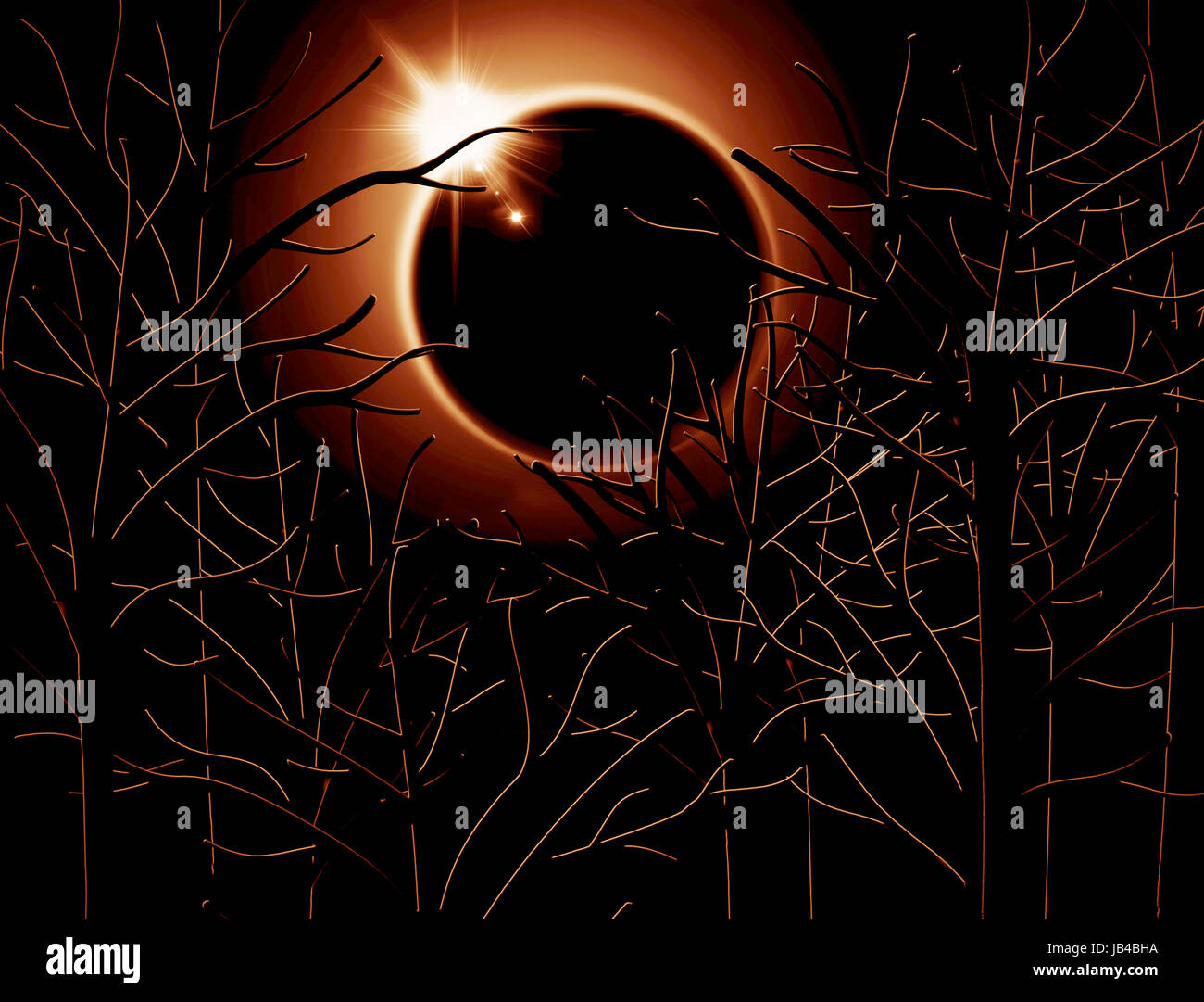 solar eclipse ond forest illustration Stock Photo - Alamy