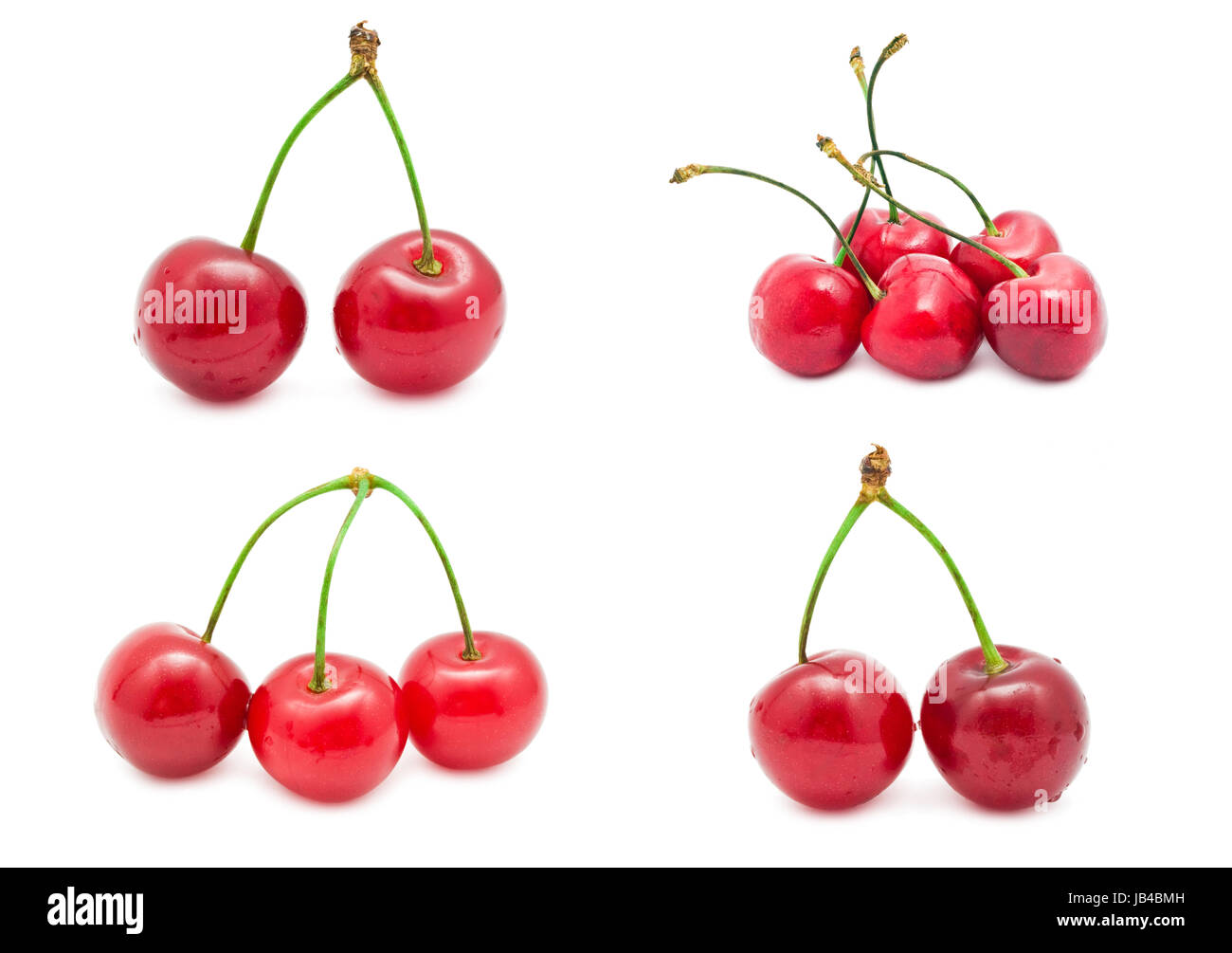 Collection of beautiful red cherry isolated on white background Stock ...