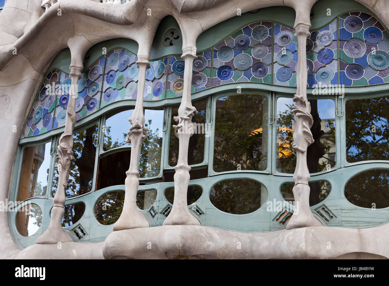 Facade of famous house Casa Batllo by Antoni Gaudi, Barcelona, Spain ...
