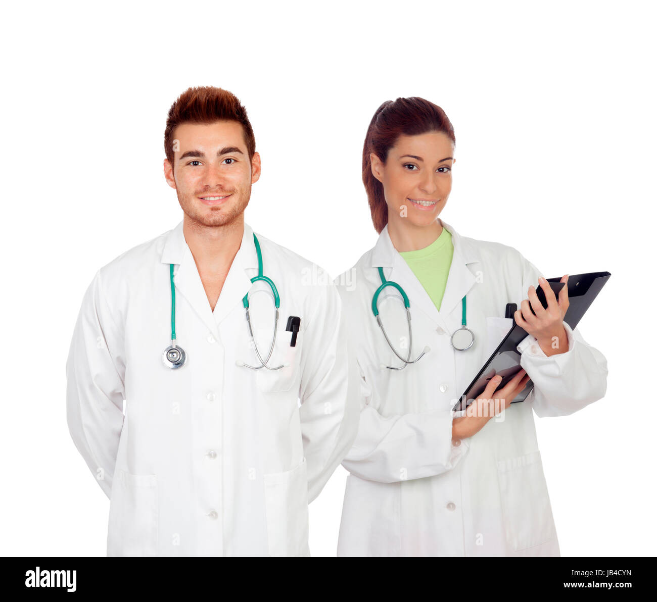 Medical team of young doctors isolated on a white background Stock ...
