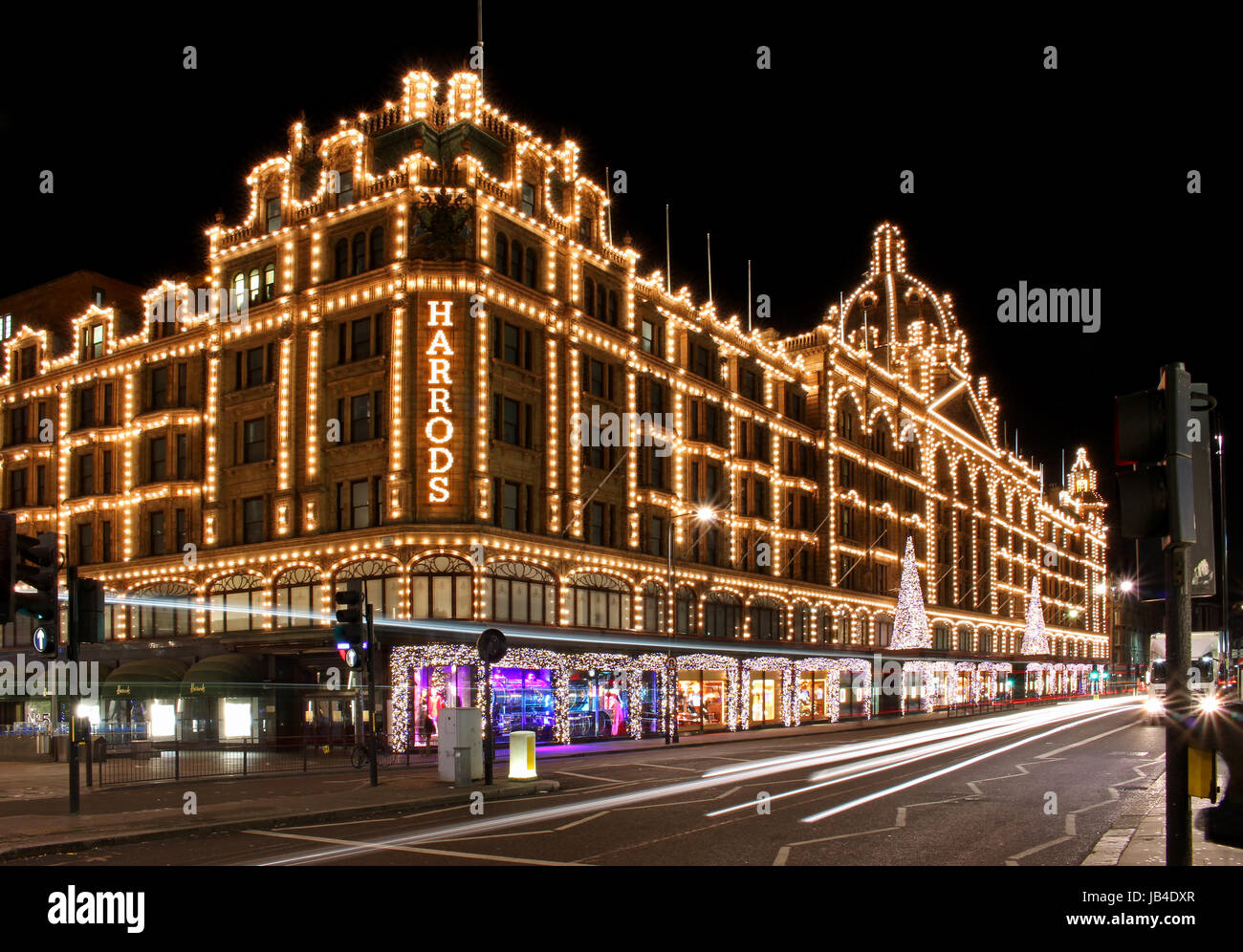 Outside Harrods London England Night High Resolution Stock Photography ...